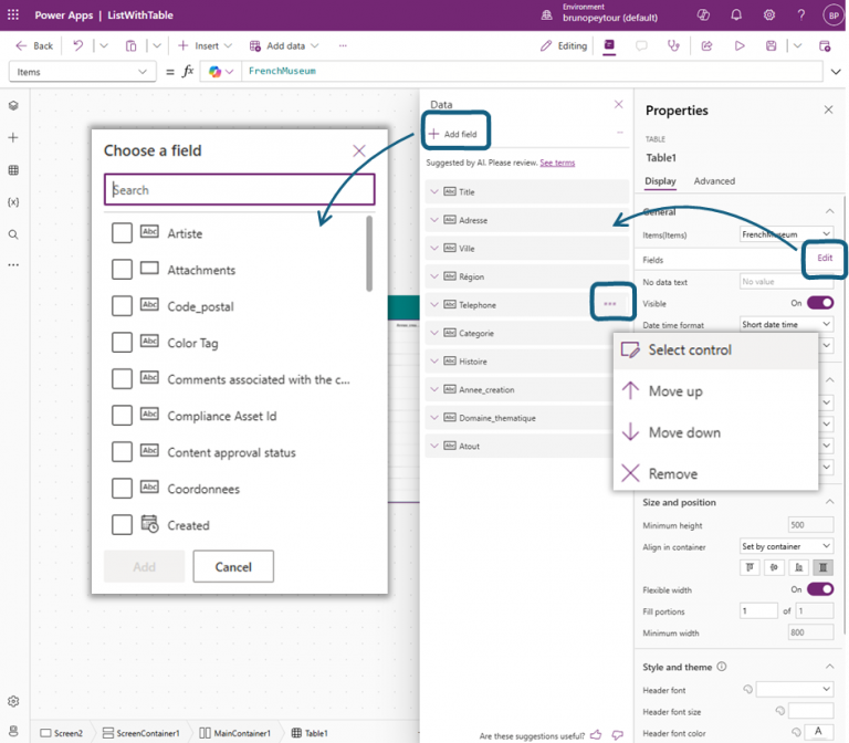 Créer une page PowerApps avec une Table - Bruno Peytour