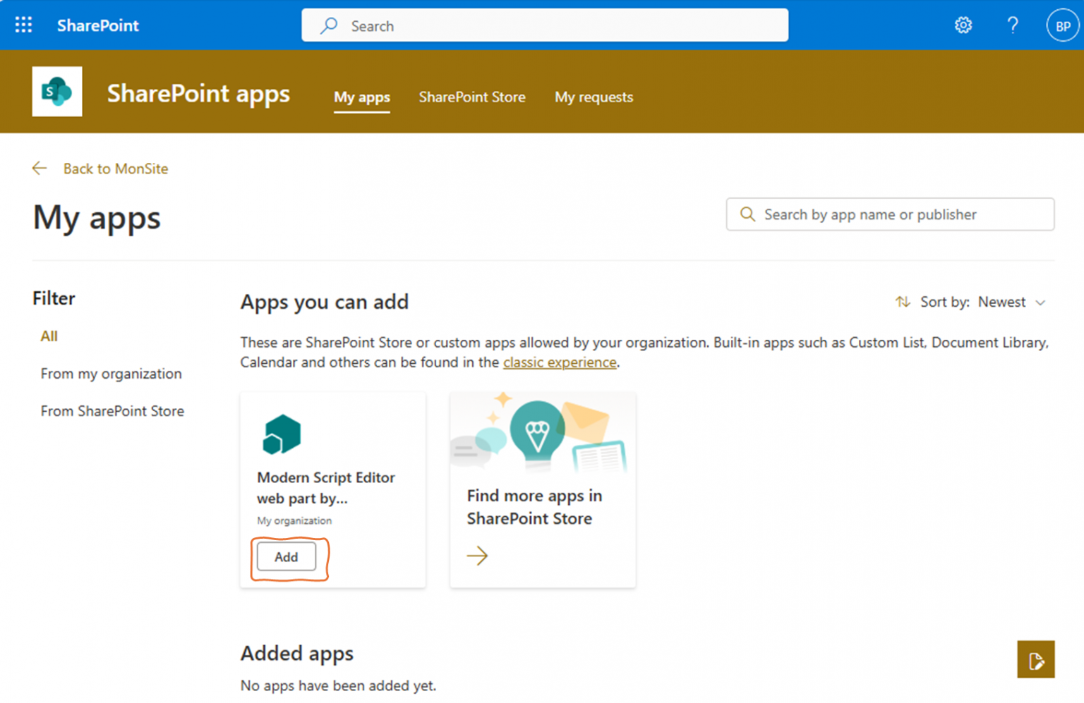 SharePoint / Install Modern Script Editor – Bruno Peytour